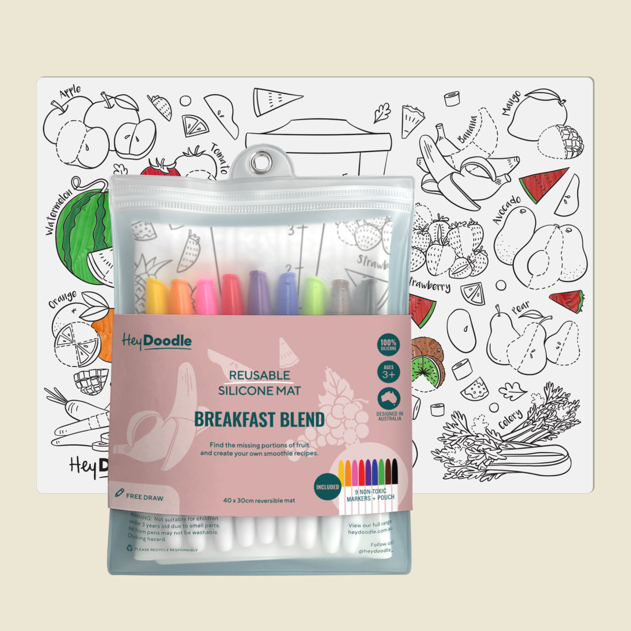 Breakfast Blend Classic Colouring & Doodle Mat | HeyDoodle