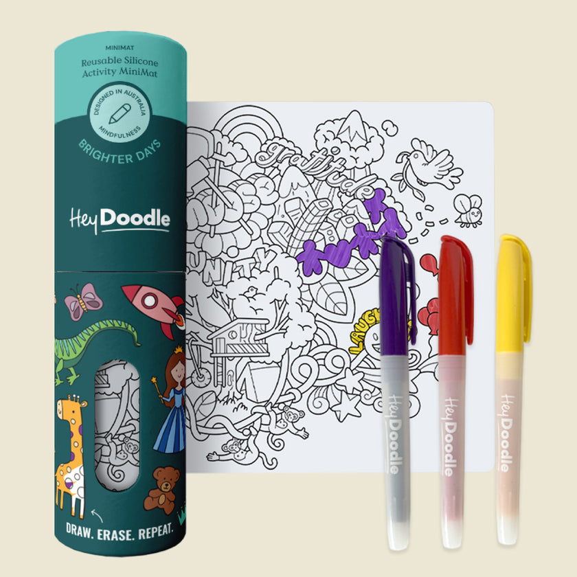 Brighter Days Mini Colouring & Doodle Mat | HeyDoodle